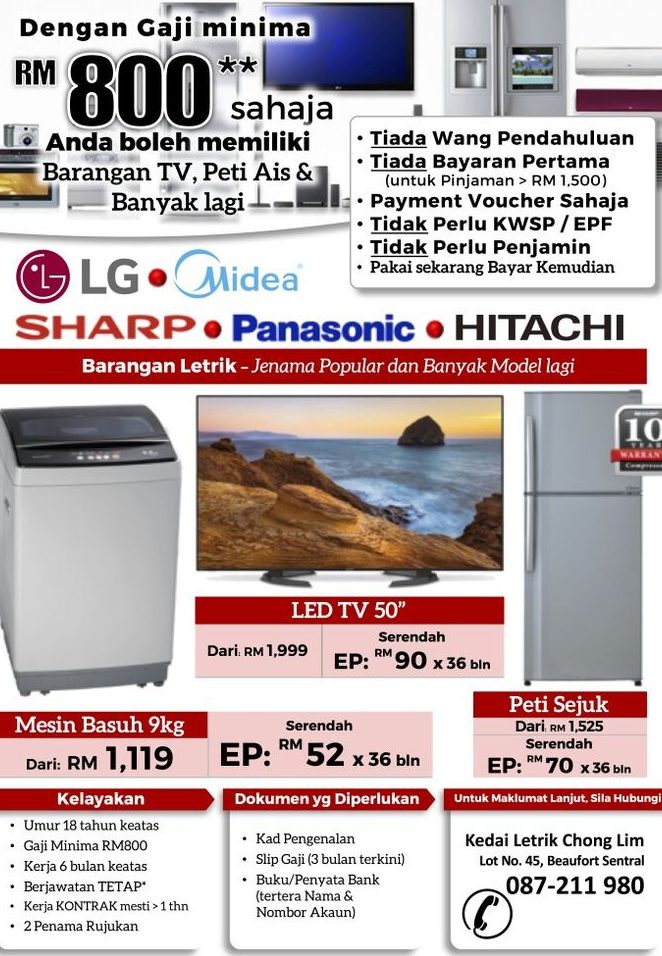 Kedai letrik chong lim(Beaufort sentral) - Kedai Barangan Elektrik ...